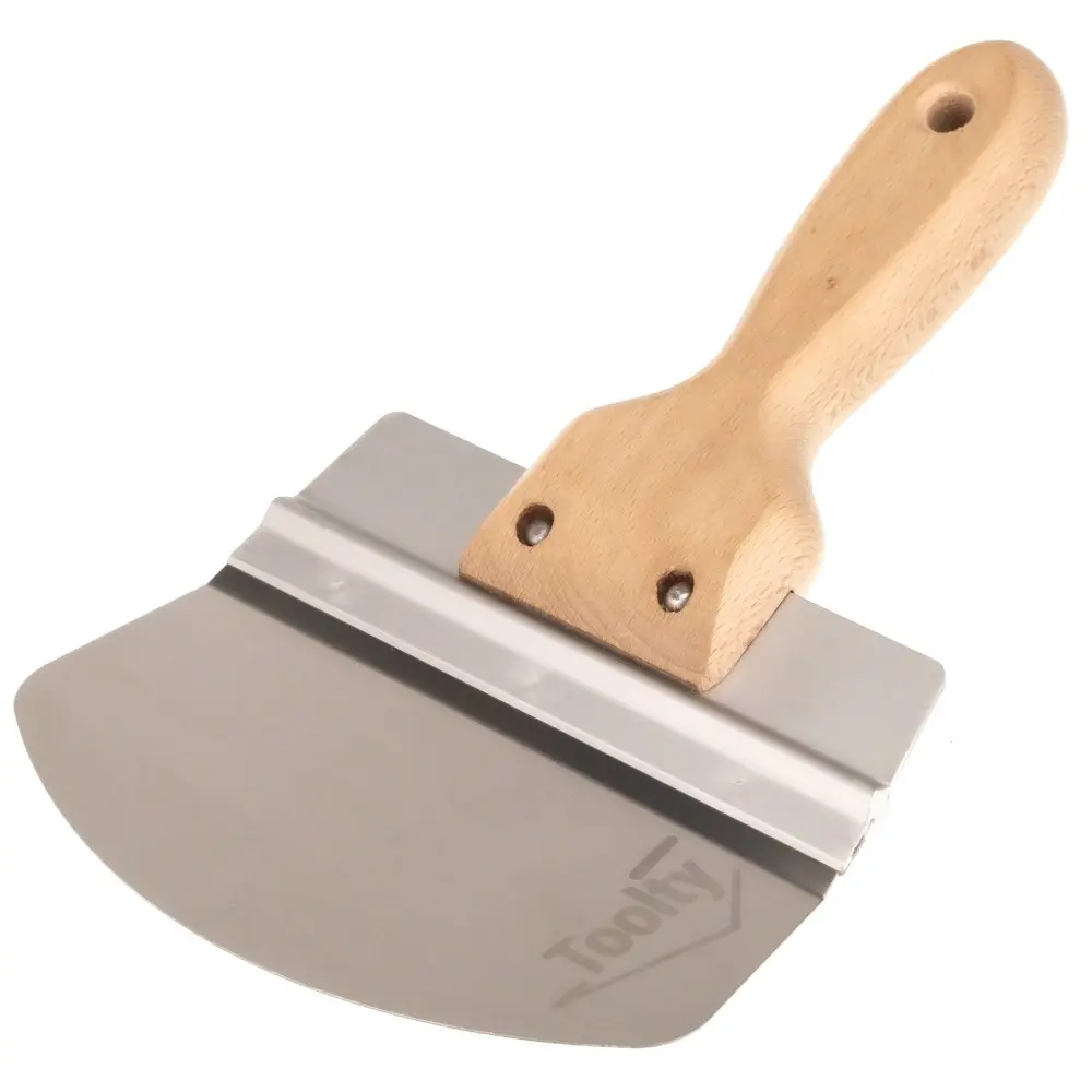 Semioval Stainless Putty Knife | Wooden Handle | Diyfixups