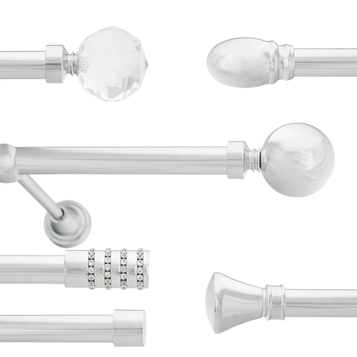 Chrome Curtain Pole 19mm | Sleek Rod 6 Finials | Diyfixups